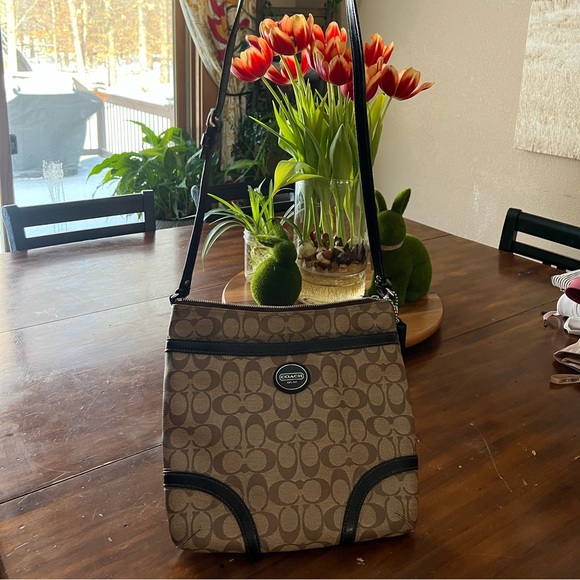 Coach | Bags | Coach Sig File Bag Khakibrown Cloth | Poshmark